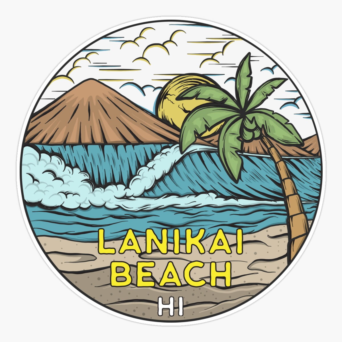 Onim Lanikai Beach Hawaii Vintage Sticker, Phone Decal Water Bottle ...