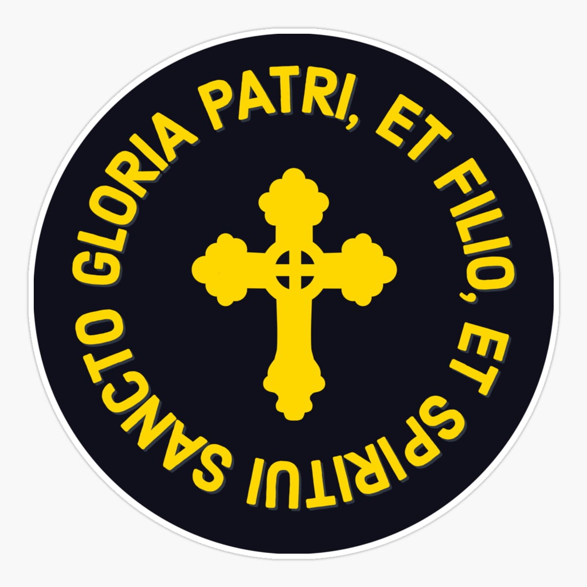 Onim Latin Mass Glory Be Prayer Gloria Patri With Cross, Gold And Black ...