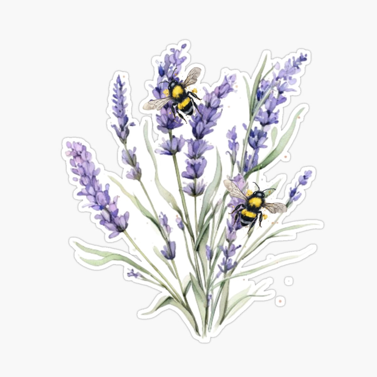 Onim Lavender With Bees Digital Motif Sticker, Phone Decal Water Bottle ...