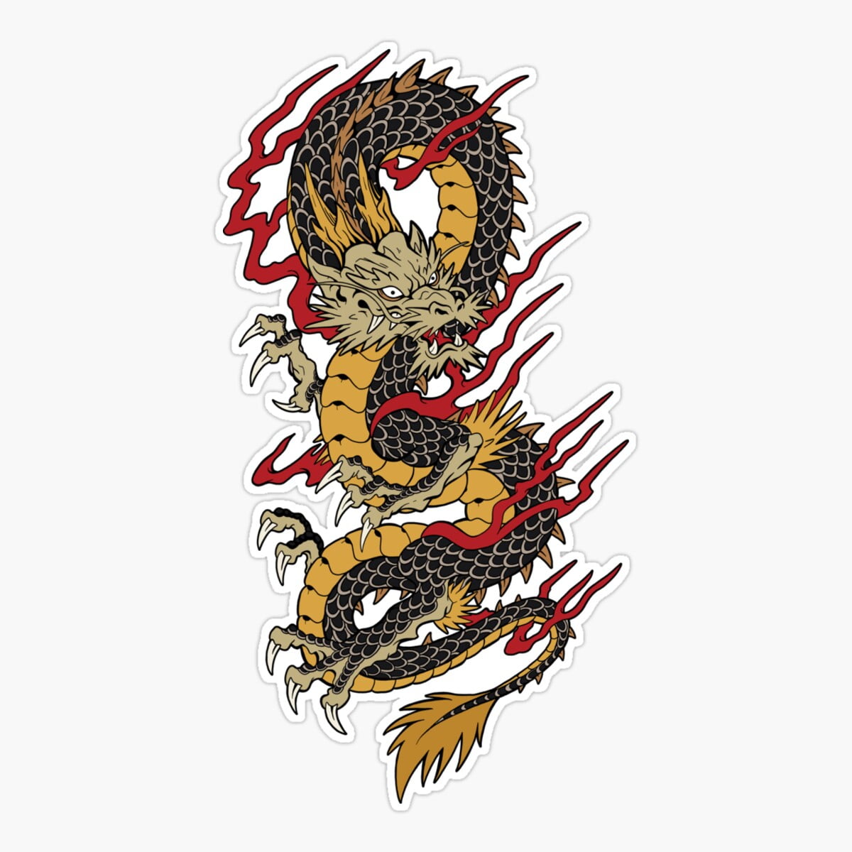 Onim Legendary Japanese Dragon Sticker, Phone Decal Water Bottle ...