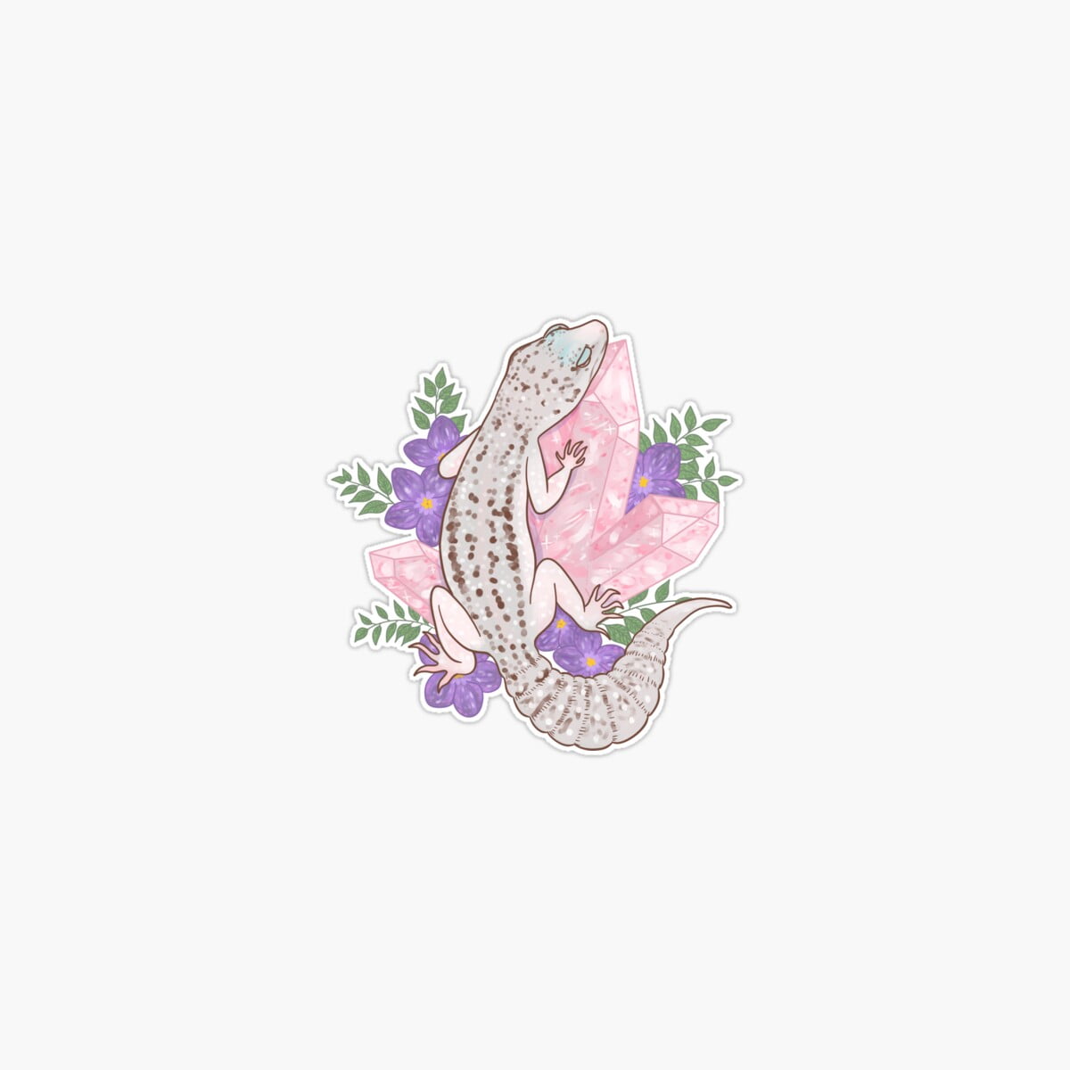 Onim Leopard Gecko With Rose Quartz Sticker, Phone Decal Water Bottle ...