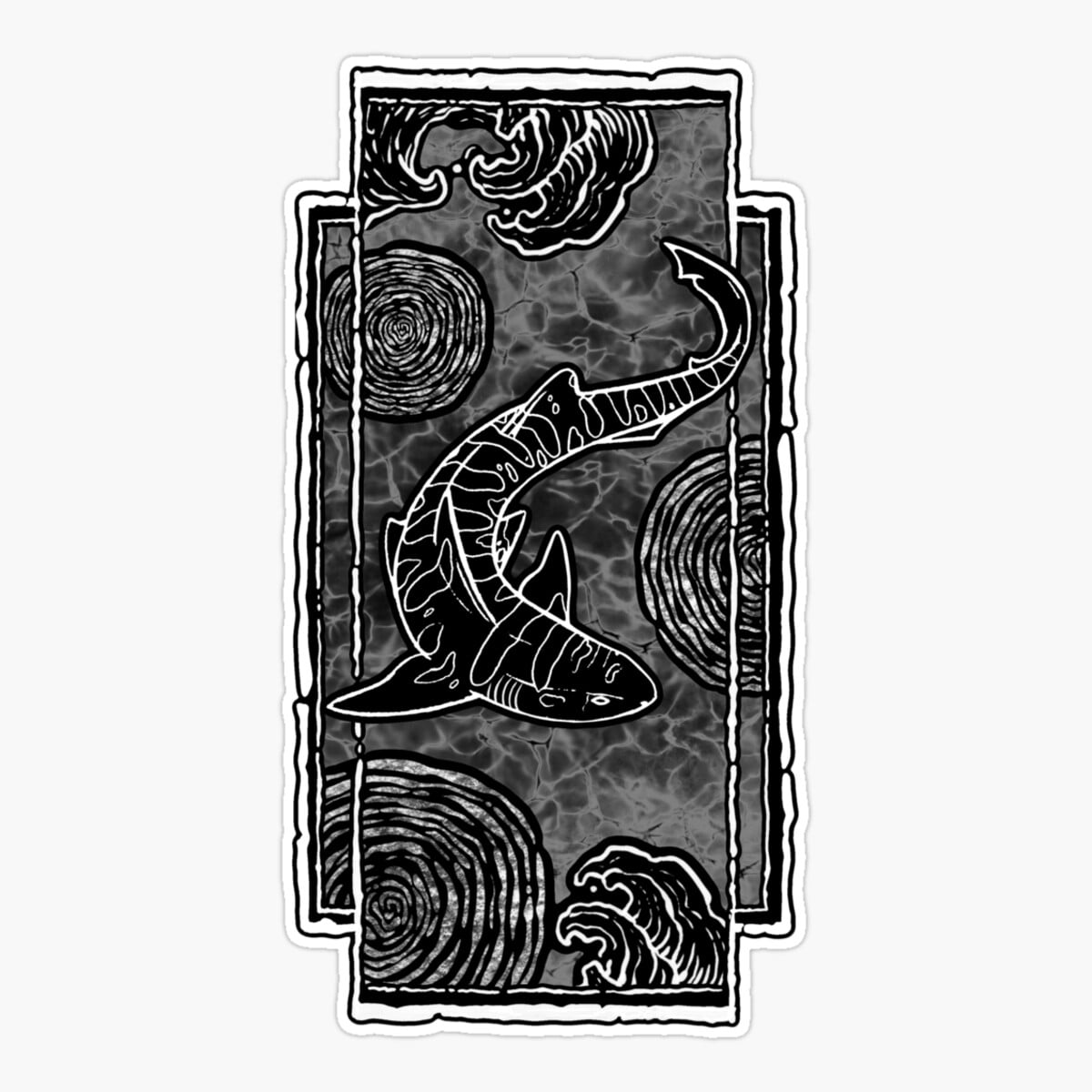 Onim Leopard Shark - White Outline Sticker, Phone Decal Water Bottle ...