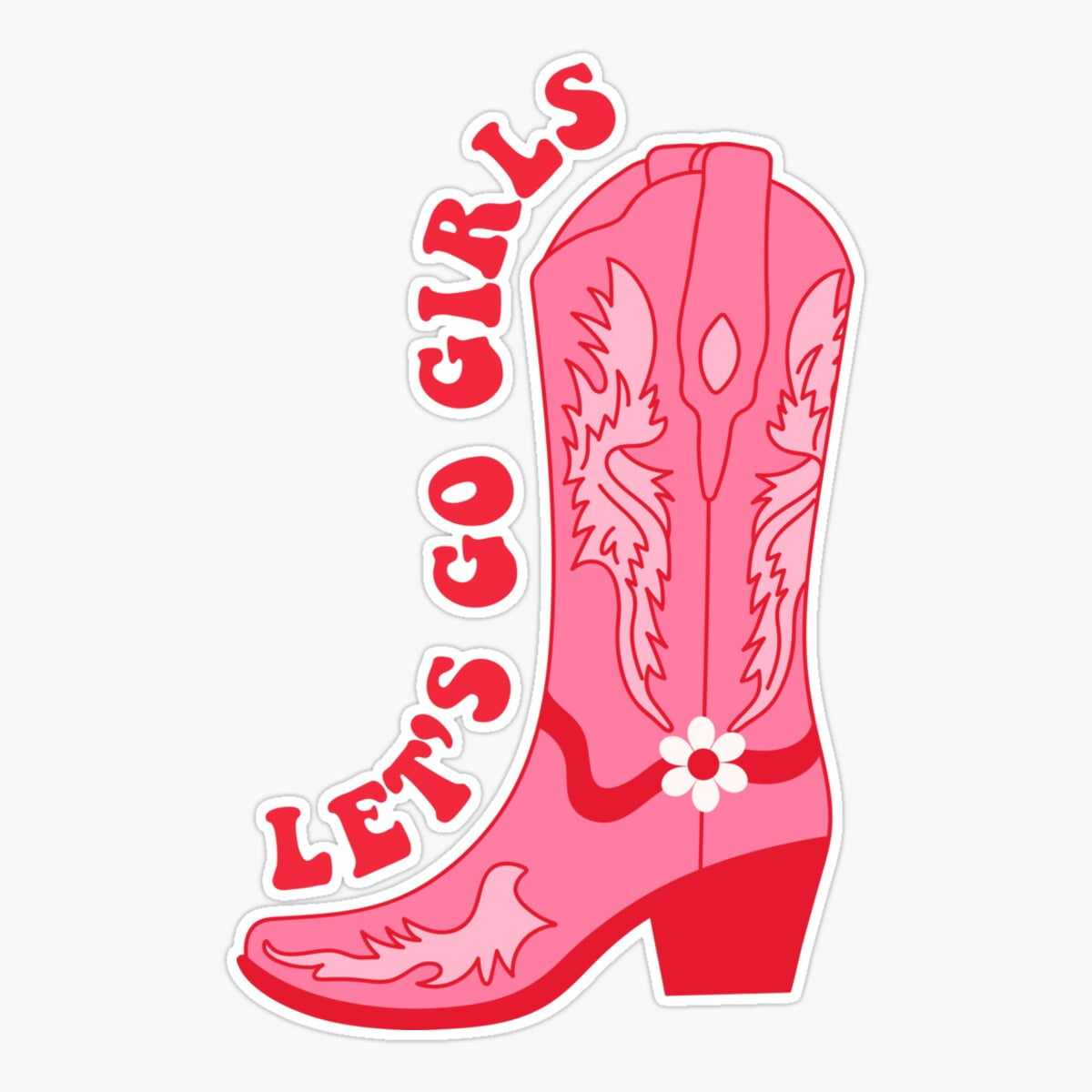 Onim Lets Go Girls. Vintage Cowgirl Boot. Sticker, Phone Decal Water ...