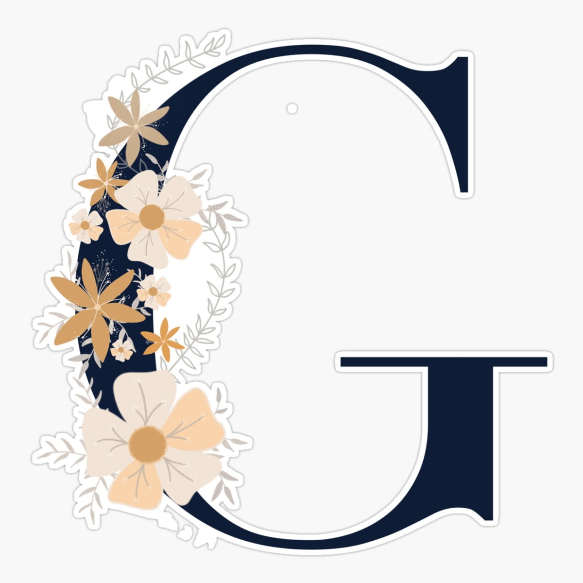 Onim Letter G Monogram Dark Blue Sticker, Phone Decal Water Bottle ...