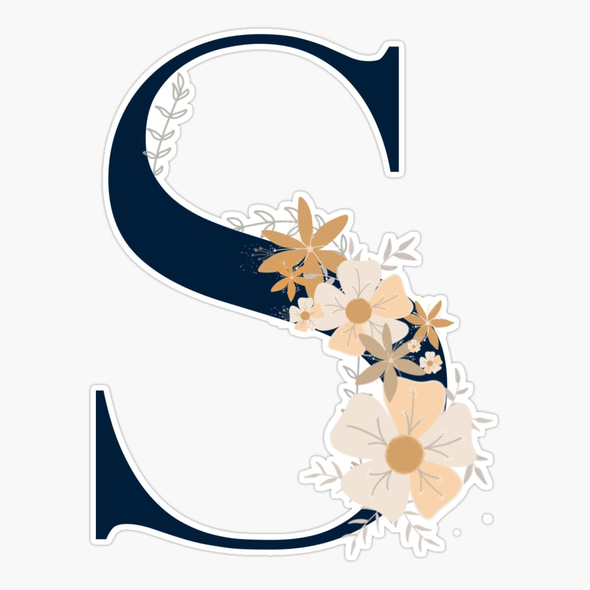 Onim Letter S Monogram Dark Blue Sticker, Phone Decal Water Bottle ...