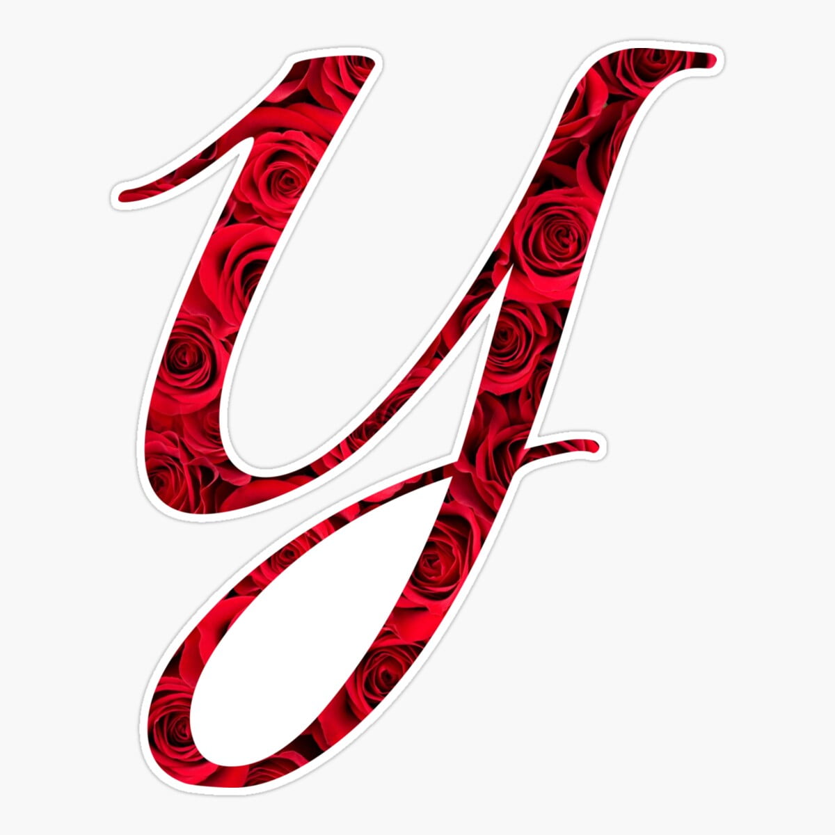 Onim Letter Y - Red Rose Sticker, Phone Decal Water Bottle Stickers Car ...