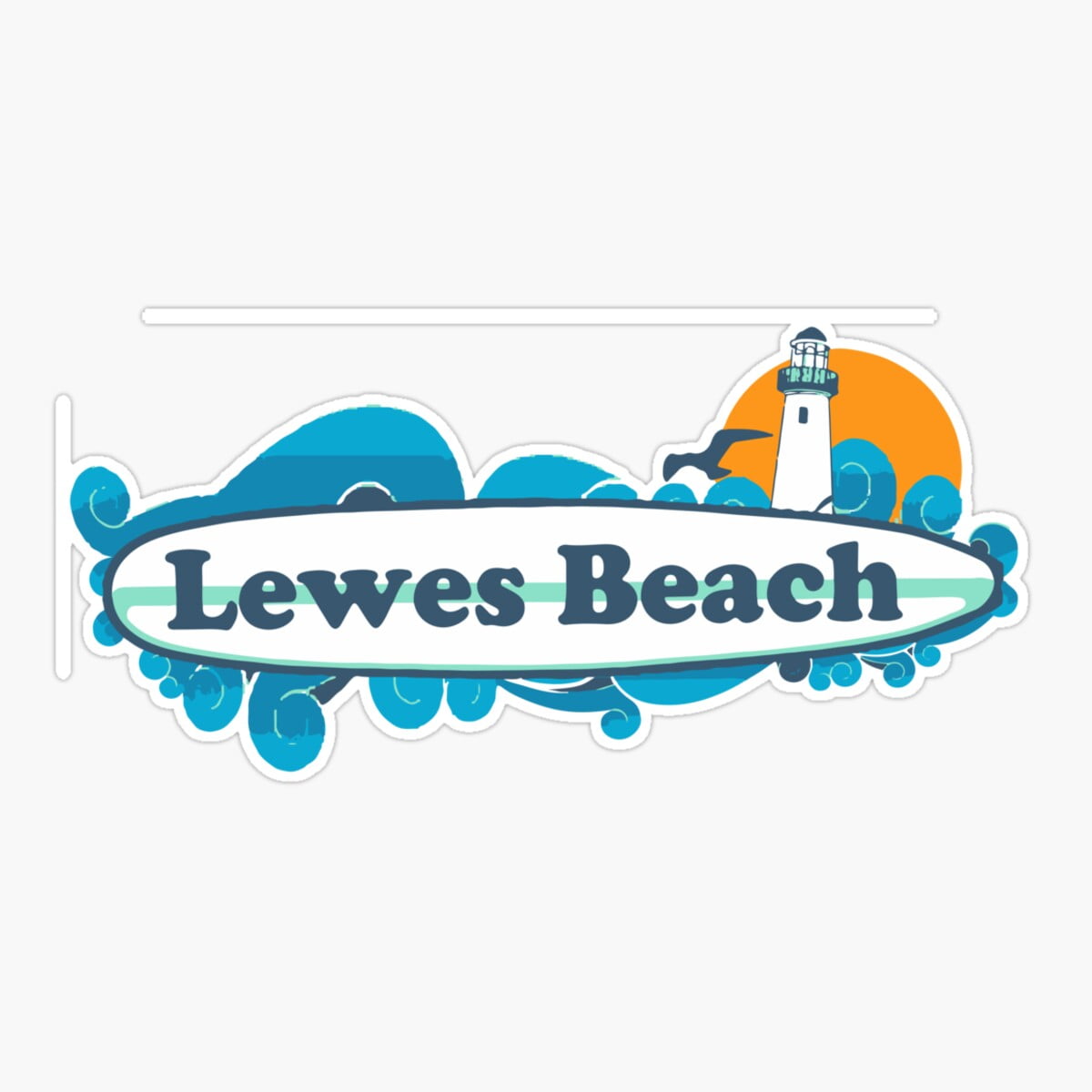 Onim Lewes Beach - Delaware. Sticker, Phone Decal Water Bottle Stickers ...