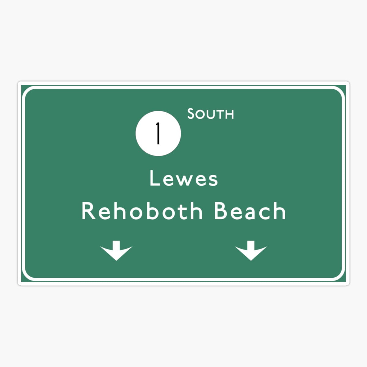 Onim Lewes Rehoboth Beach Highway Exit Sign Sticker, Phone Decal Water ...