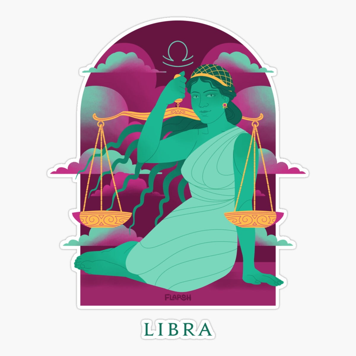Onim Libra - Ancient Greek Astrology Series Sticker, Phone Decal Water ...