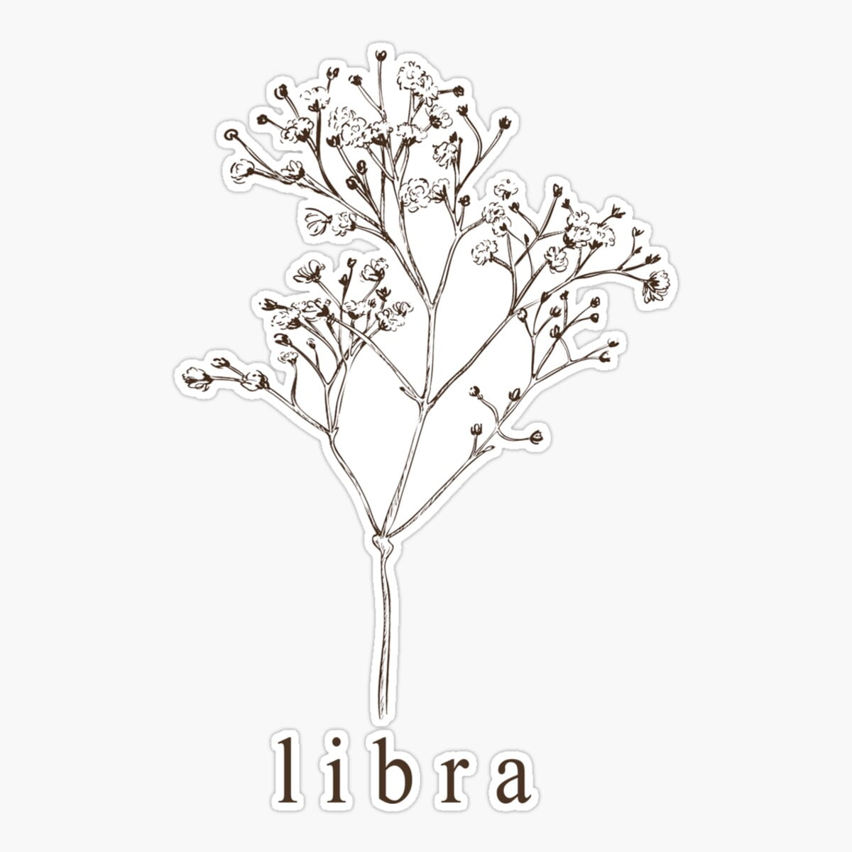 Onim Libra Botanical Zodiac Sticker, Phone Decal Water Bottle Stickers ...