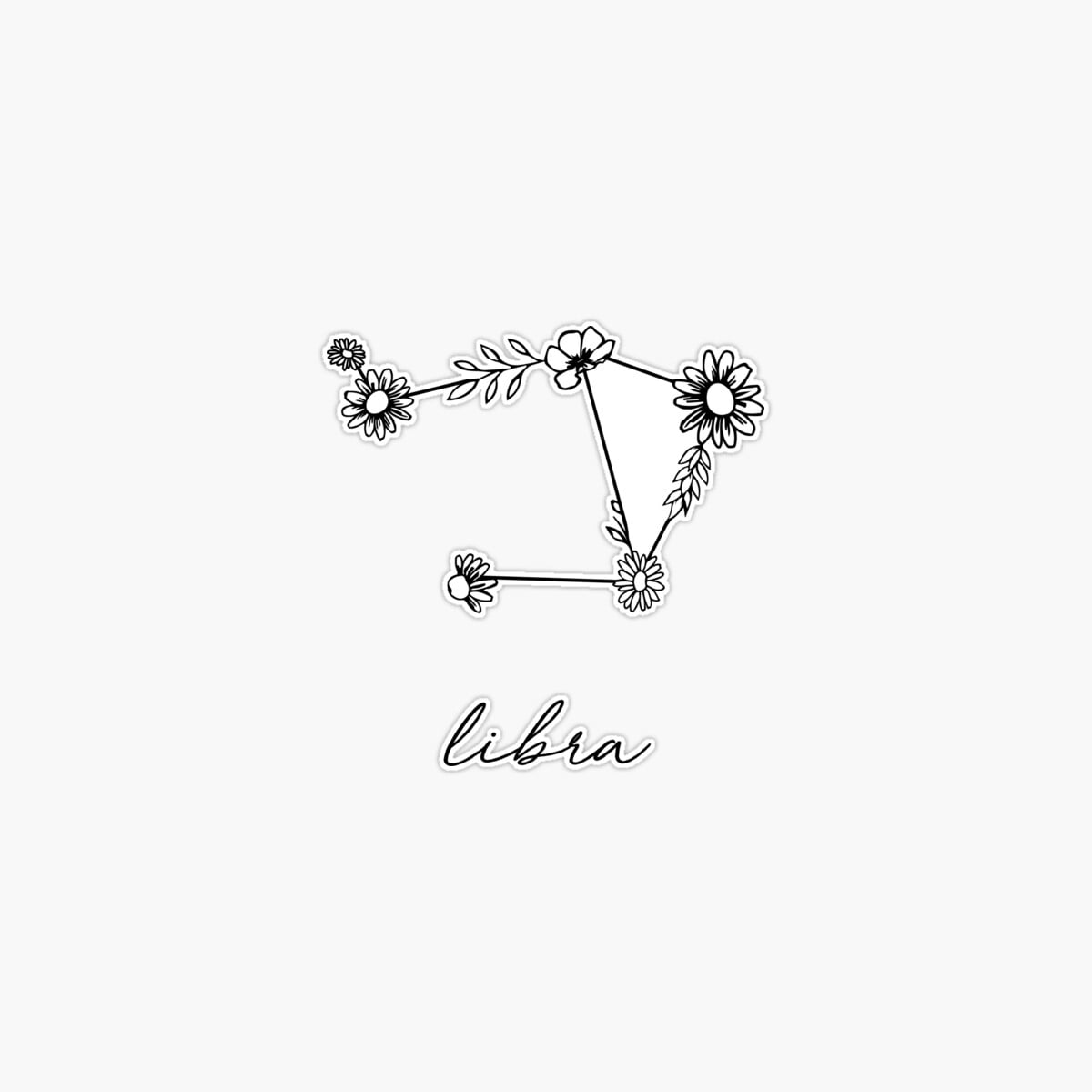 Onim Libra Zodiac Wildflower Constellation Sticker, Phone Decal Water ...