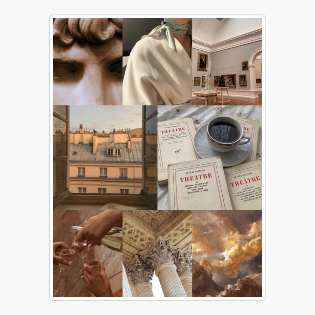 Onim Light Academia Collage Sticker, Phone Decal Water Bottle Stickers ...