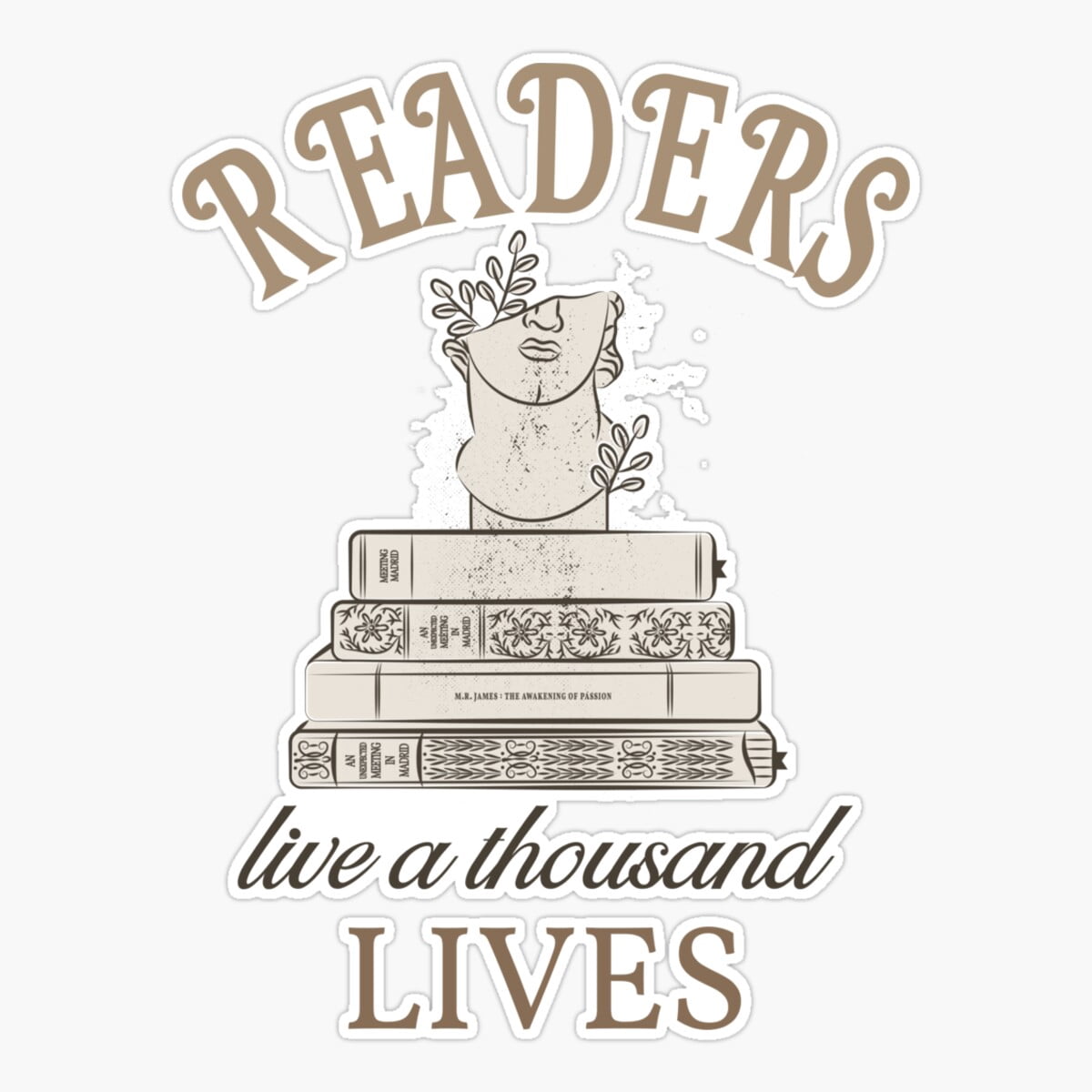Onim Light Academia Readers Live A Thousand Lives Sticker, Phone Decal ...