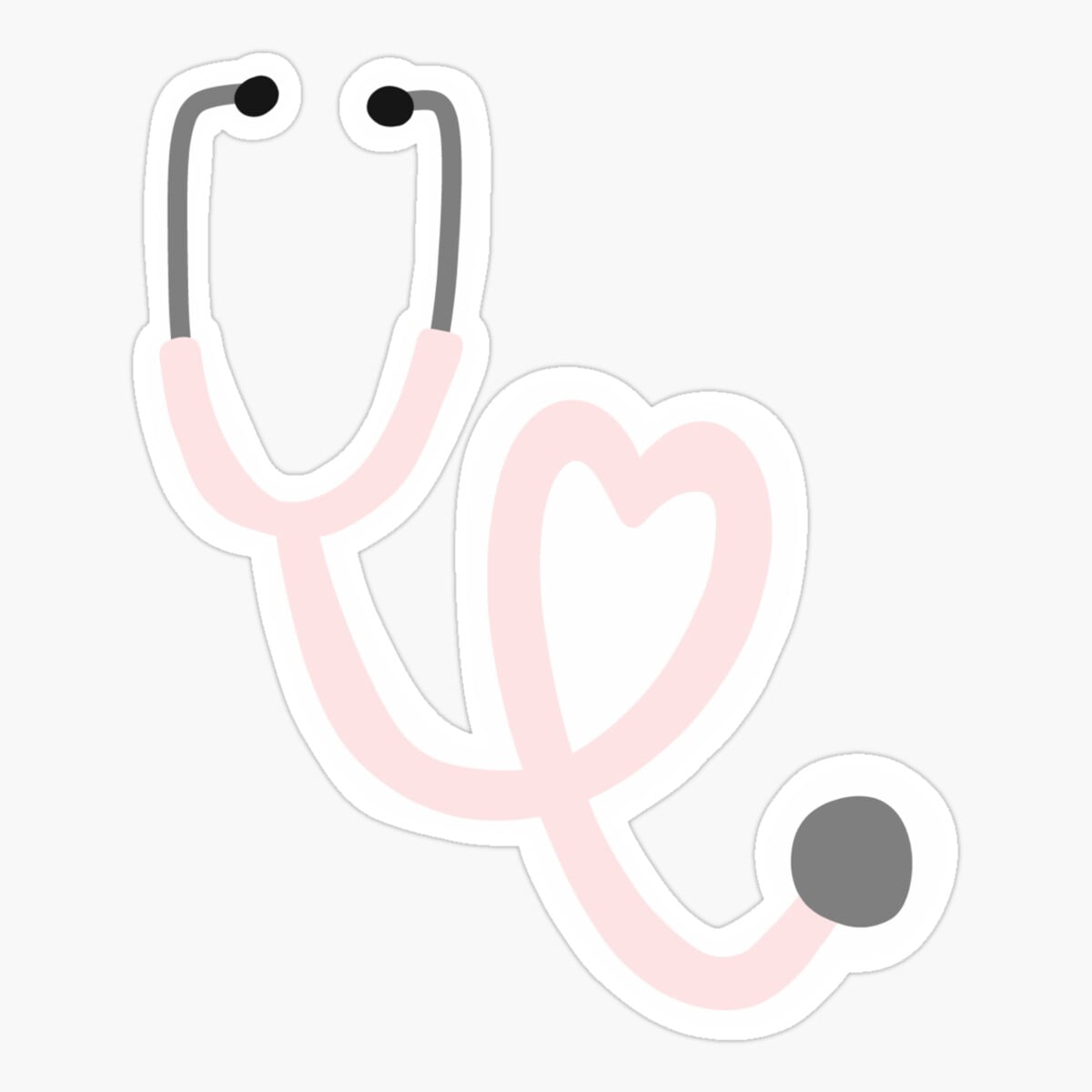 Onim Light Pink Stethoscope With Heart Sticker, Phone Decal Water ...
