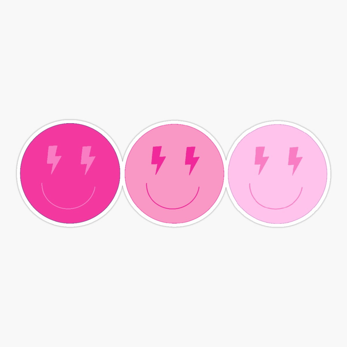 Onim Lightning Pink Smiley 3 Sticker, Phone Decal Water Bottle Stickers ...
