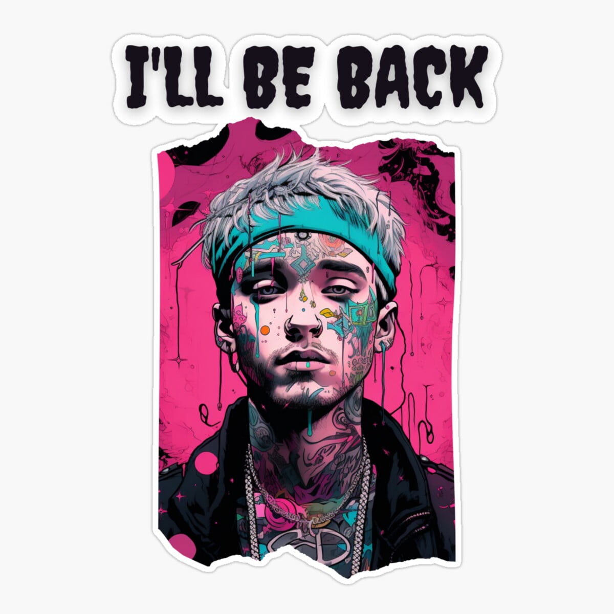 Onim Lil Peep I'Ll Be Back Sticker, Phone Decal Water Bottle Stickers ...