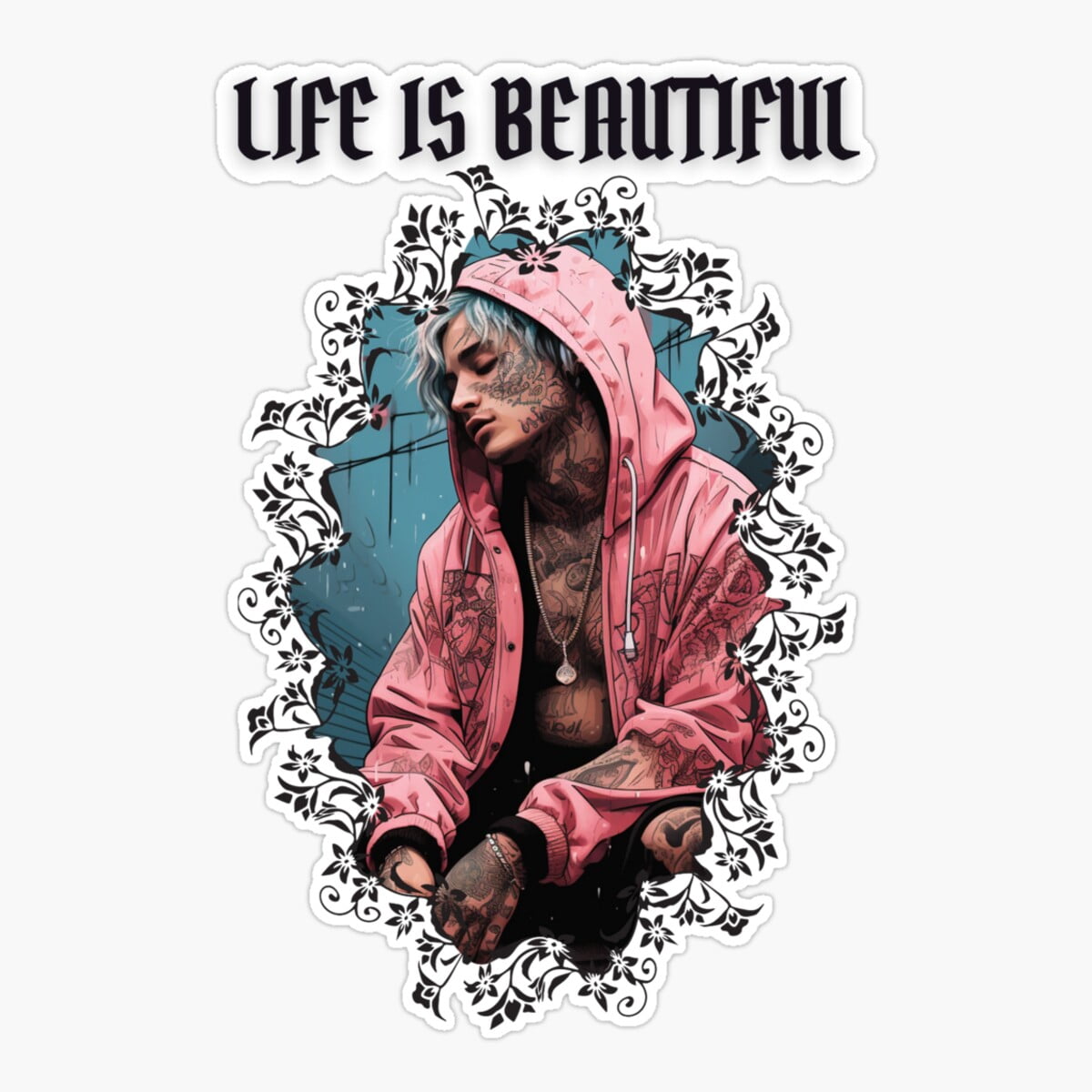 Onim Lil Peep Life Is Beautiful Sticker, Phone Decal Water Bottle ...