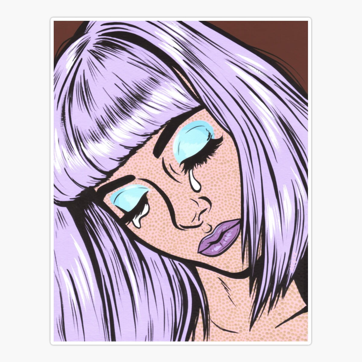 Onim Lilac Bangs Crying Comic Girl Sticker, Phone Decal Water Bottle ...