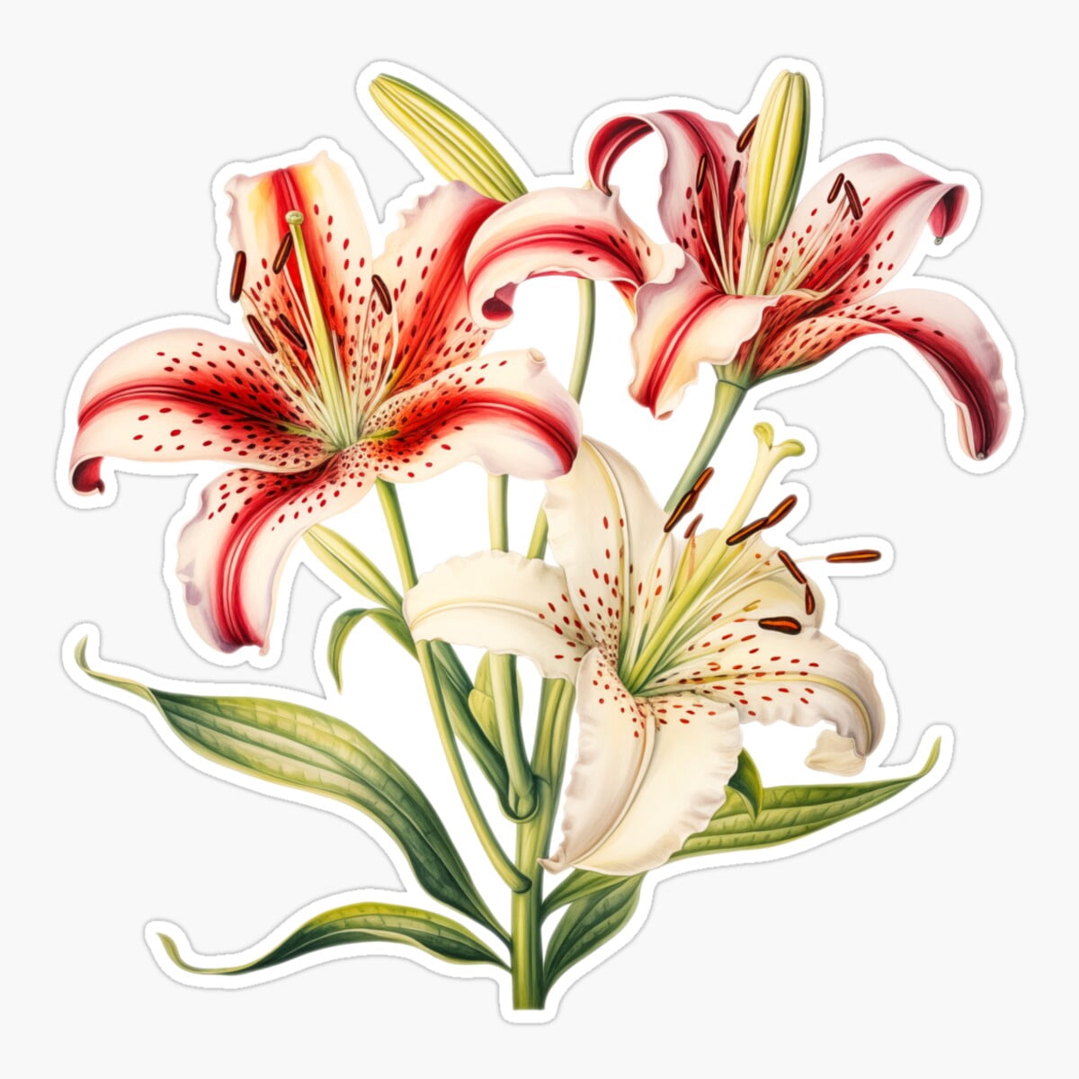 Onim Lilium 'Dizzy' (Oriental Lily) Sticker, Phone Decal Water Bottle ...