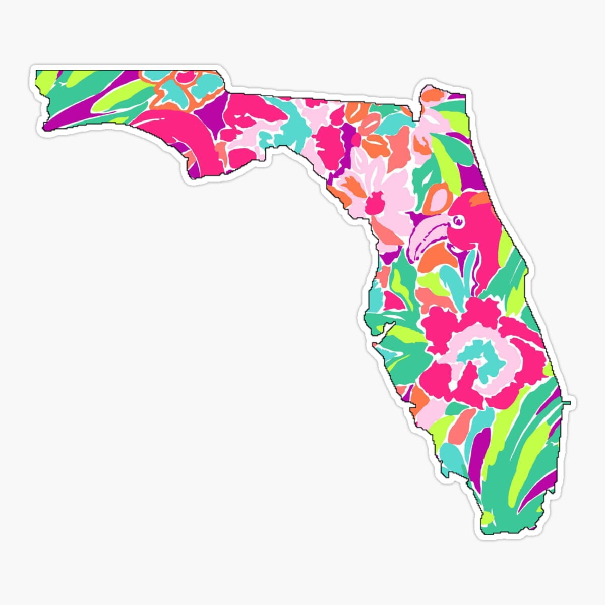 Onim Lilly Pulitzer Inspired Florida Sticker, Phone Decal Water Bottle ...