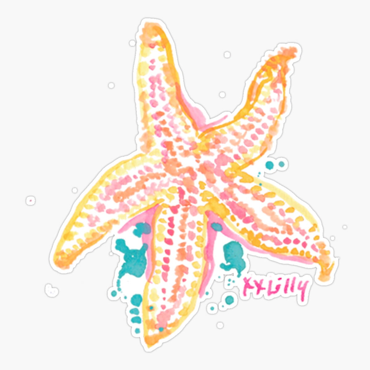 Onim Lilly Starfish Sticker, Phone Decal Water Bottle Stickers Car ...