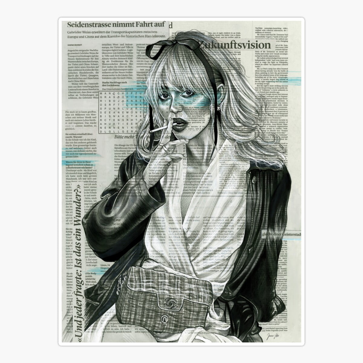 Onim Lily Rose Depp With Cigarette Sticker, Phone Decal Water Bottle ...