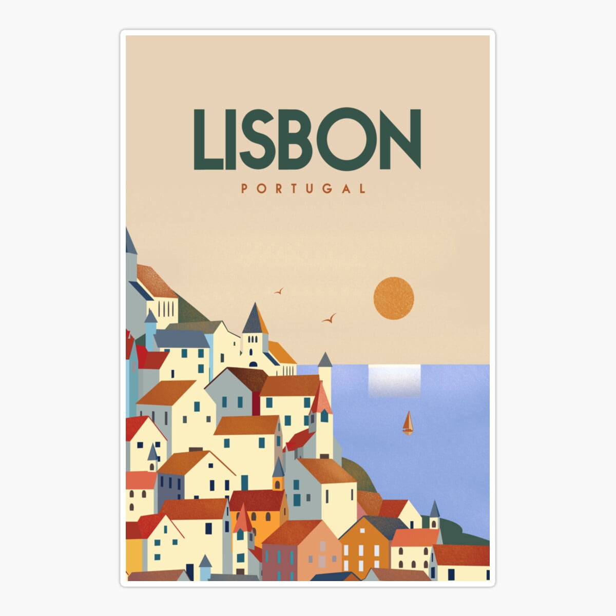 Onim Lisbon Portugal Travel Poster Sticker, Phone Decal Water Bottle ...