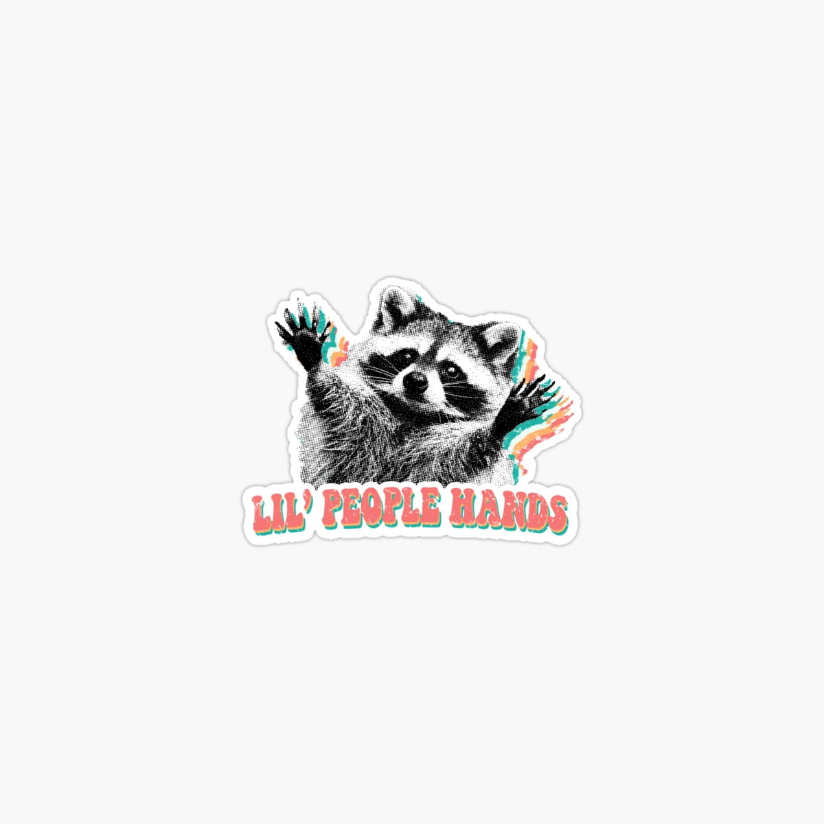 Onim Little People Hands! Vintage Raccoon Trash Panda Sticker, Phone ...