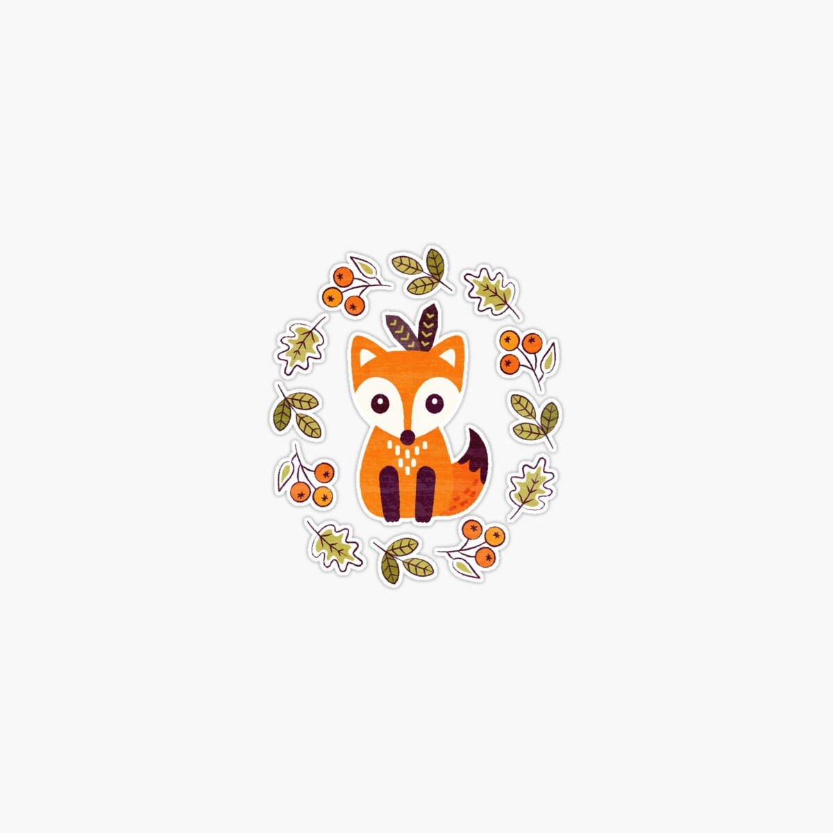 Onim Little Red Fox with Autumn Berries Sticker - Walmart.com