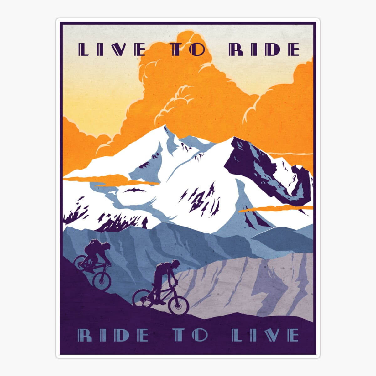 Onim Live To Ride, Ride To Live Retro Cycling Poster Sticker, Phone ...