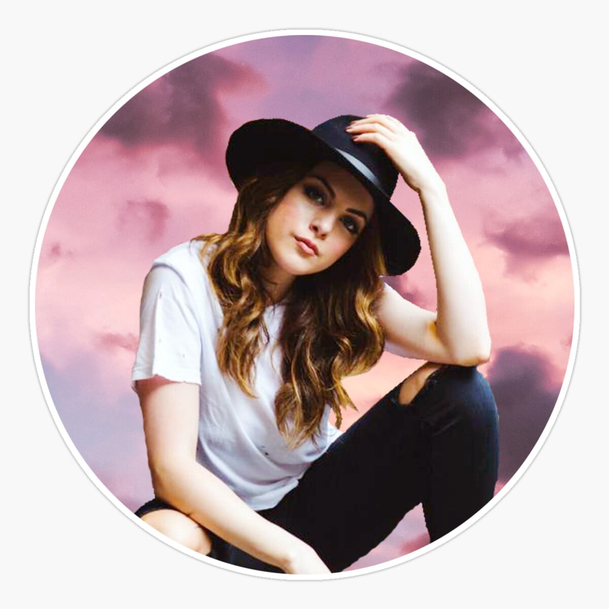 Onim Liz Gillies (Pink Aesthetic) Sticker, Phone Decal Water Bottle ...