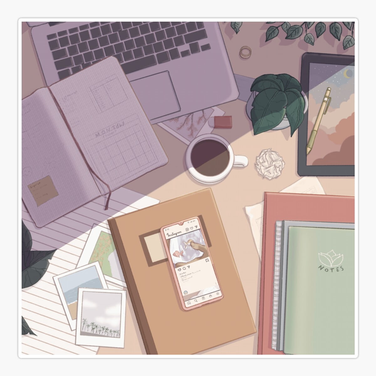 Onim Lofi Morning Sticker, Phone Decal Water Bottle Stickers Car Decals ...
