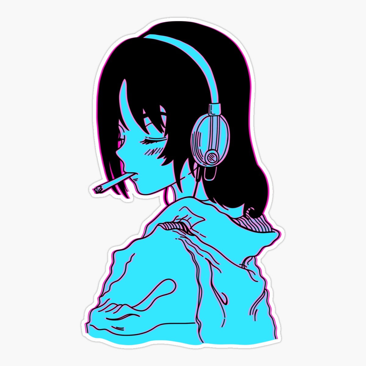 Onim Lofi Smoke Sticker, Phone Decal Water Bottle Stickers Car Decals ...