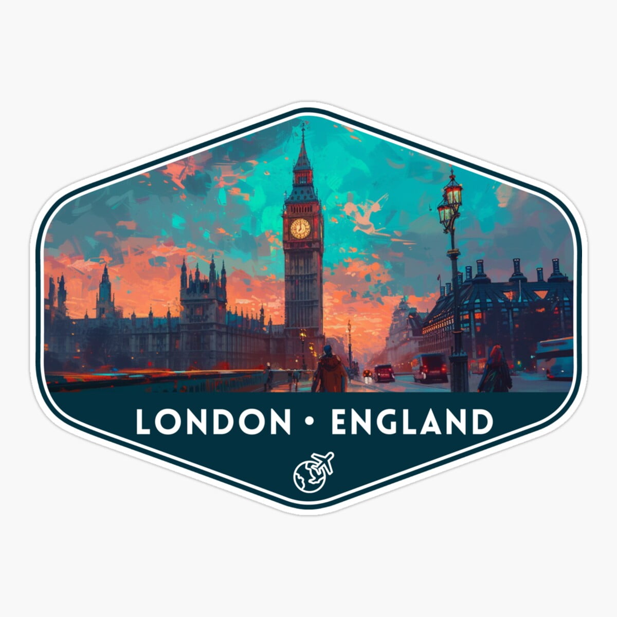 Onim London England Travel Art Sticker, Phone Decal Water Bottle ...