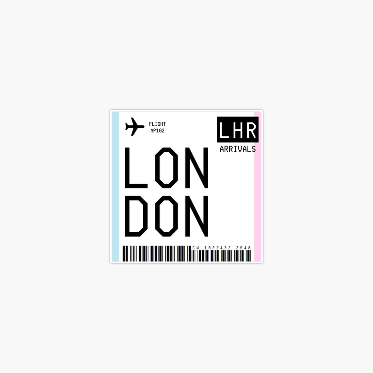 Onim London Mini Boarding Pass Sticker, Phone Decal Water Bottle ...
