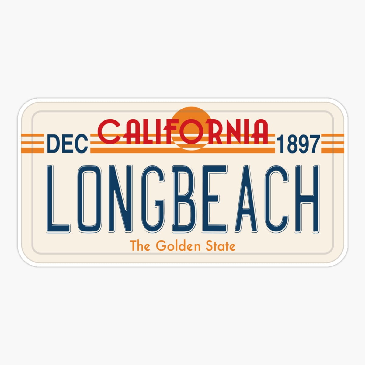 Onim Long Beach, California License Plate Sticker, Phone Decal Water ...