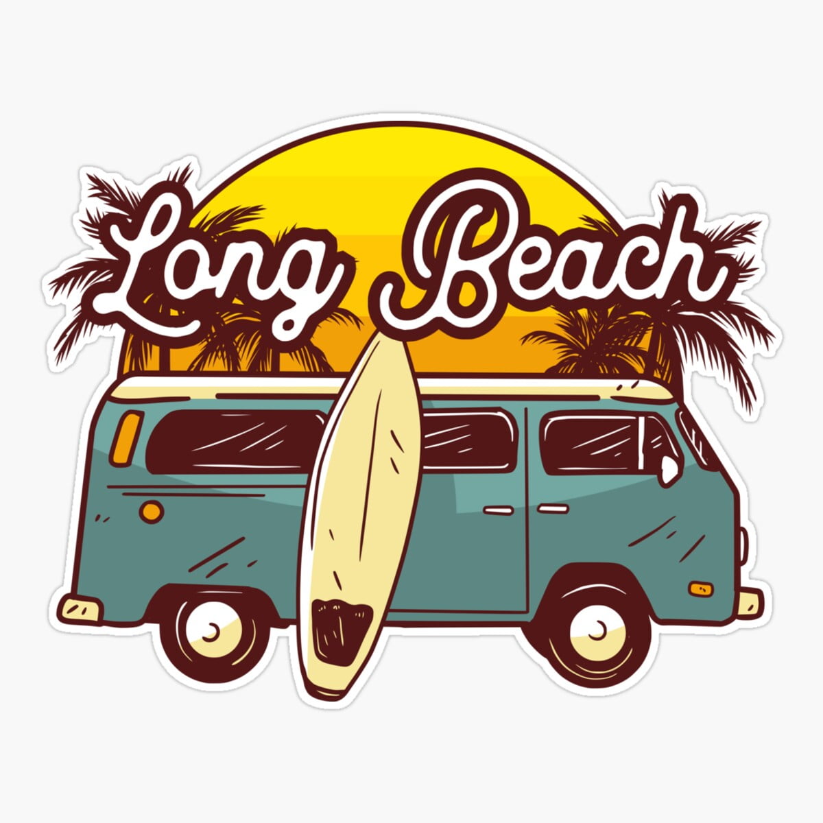 Onim Long Beach California Surfing Sticker, Phone Decal Water Bottle ...
