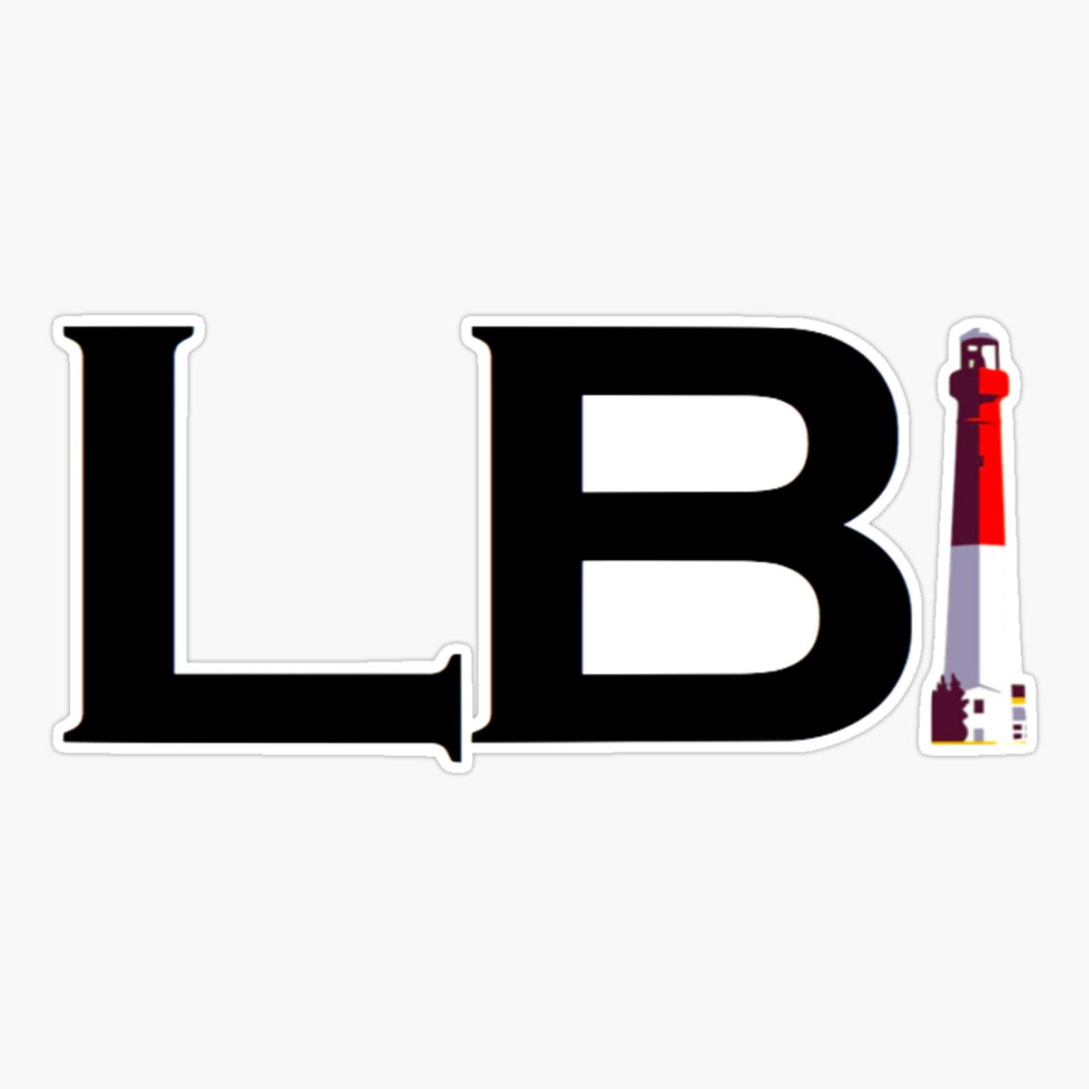Onim Long Beach Island Letters With Lighthouse Sticker, Phone Decal ...