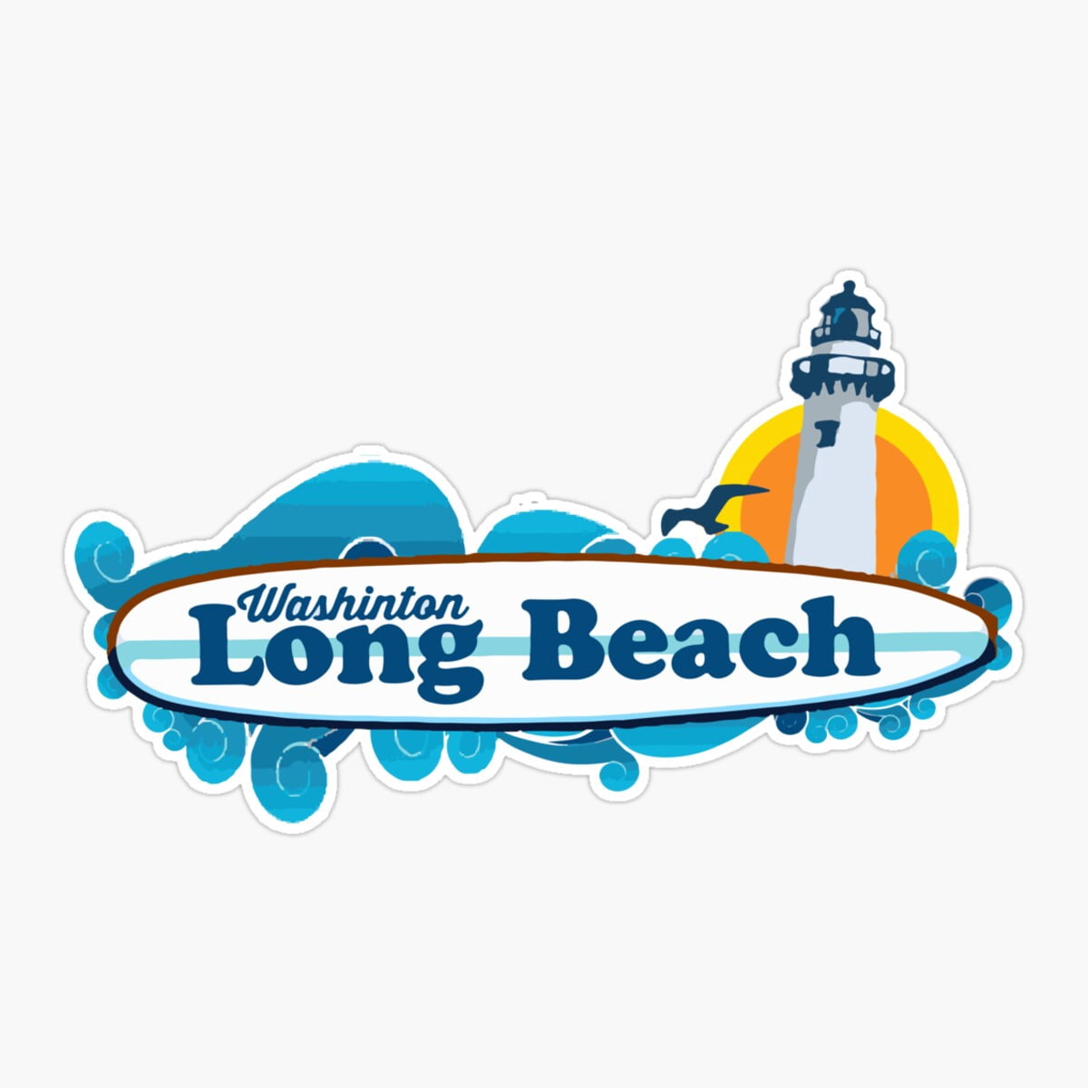 Onim Long Beach - Washington State. Sticker, Phone Decal Water Bottle ...