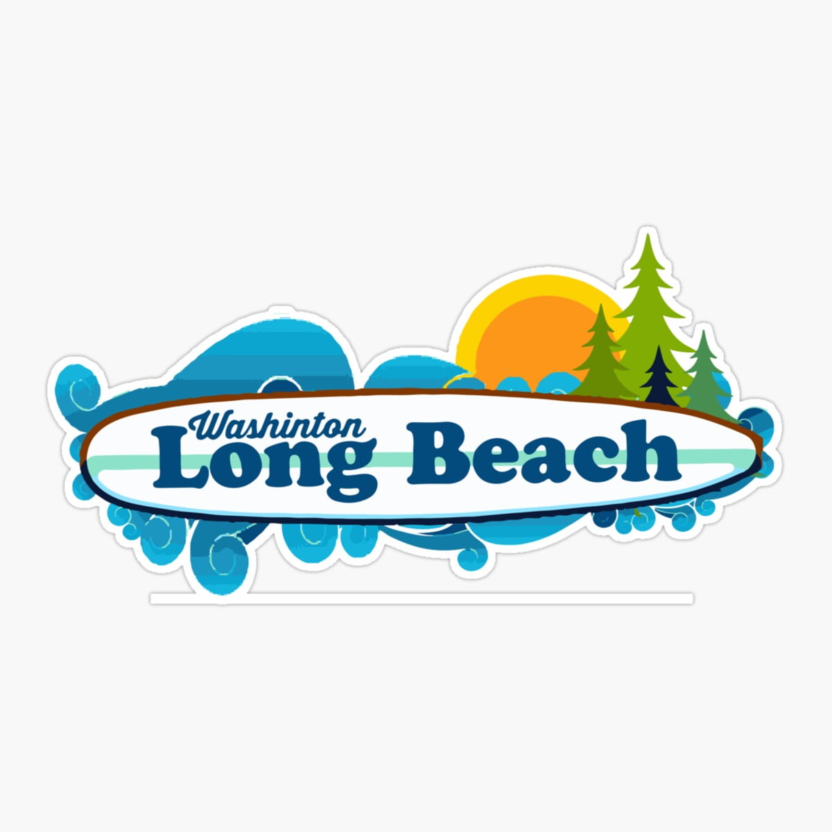 Onim Long Beach - Washington State. Sticker, Phone Decal Water Bottle ...
