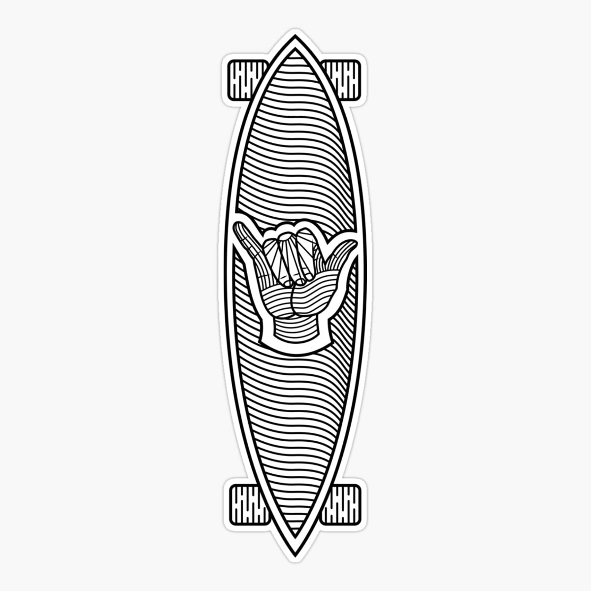 Onim Longboard Skateboard Shaka Sticker, Phone Decal Water Bottle ...