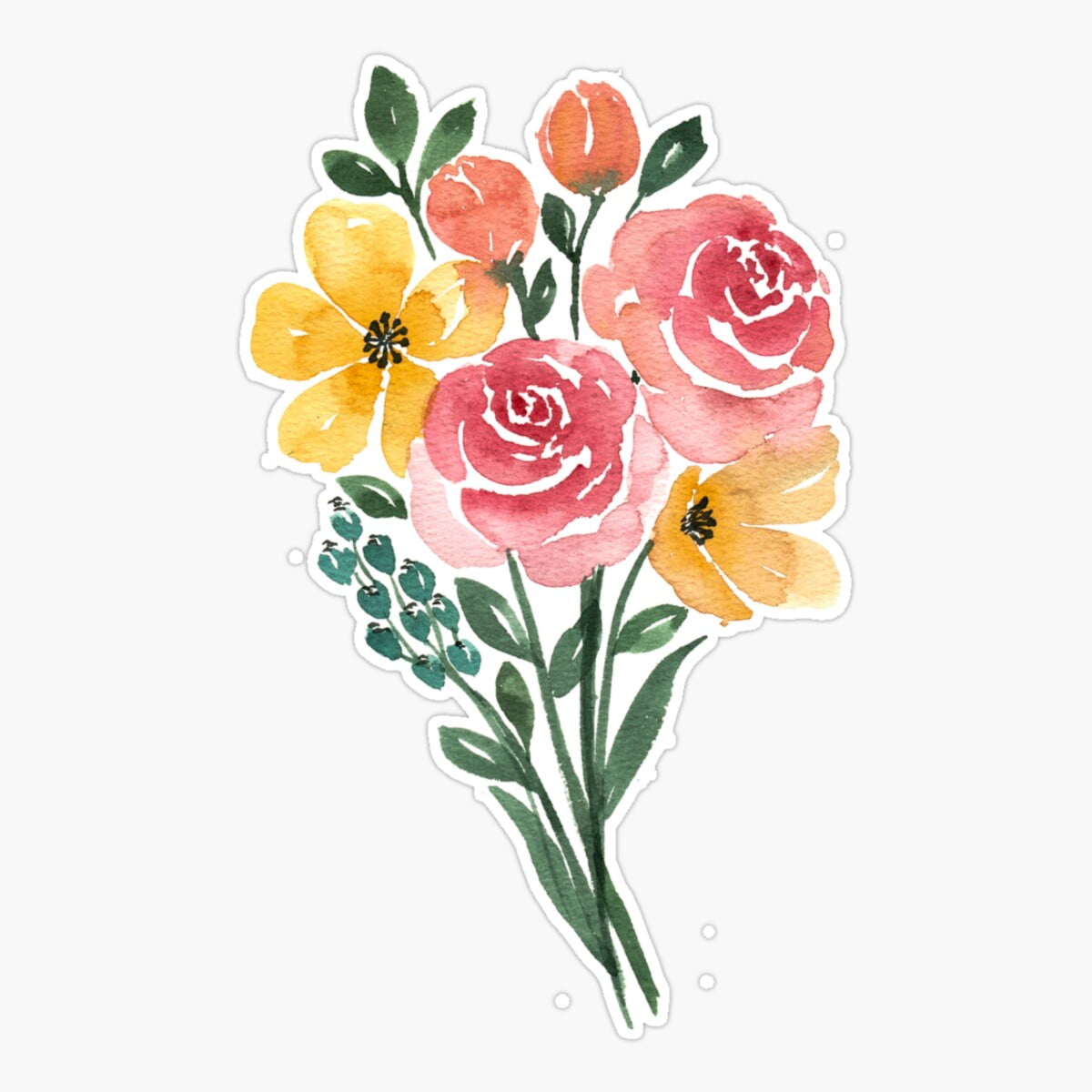 Onim Loose Flower Bouquet Sticker, Phone Decal Water Bottle Stickers ...