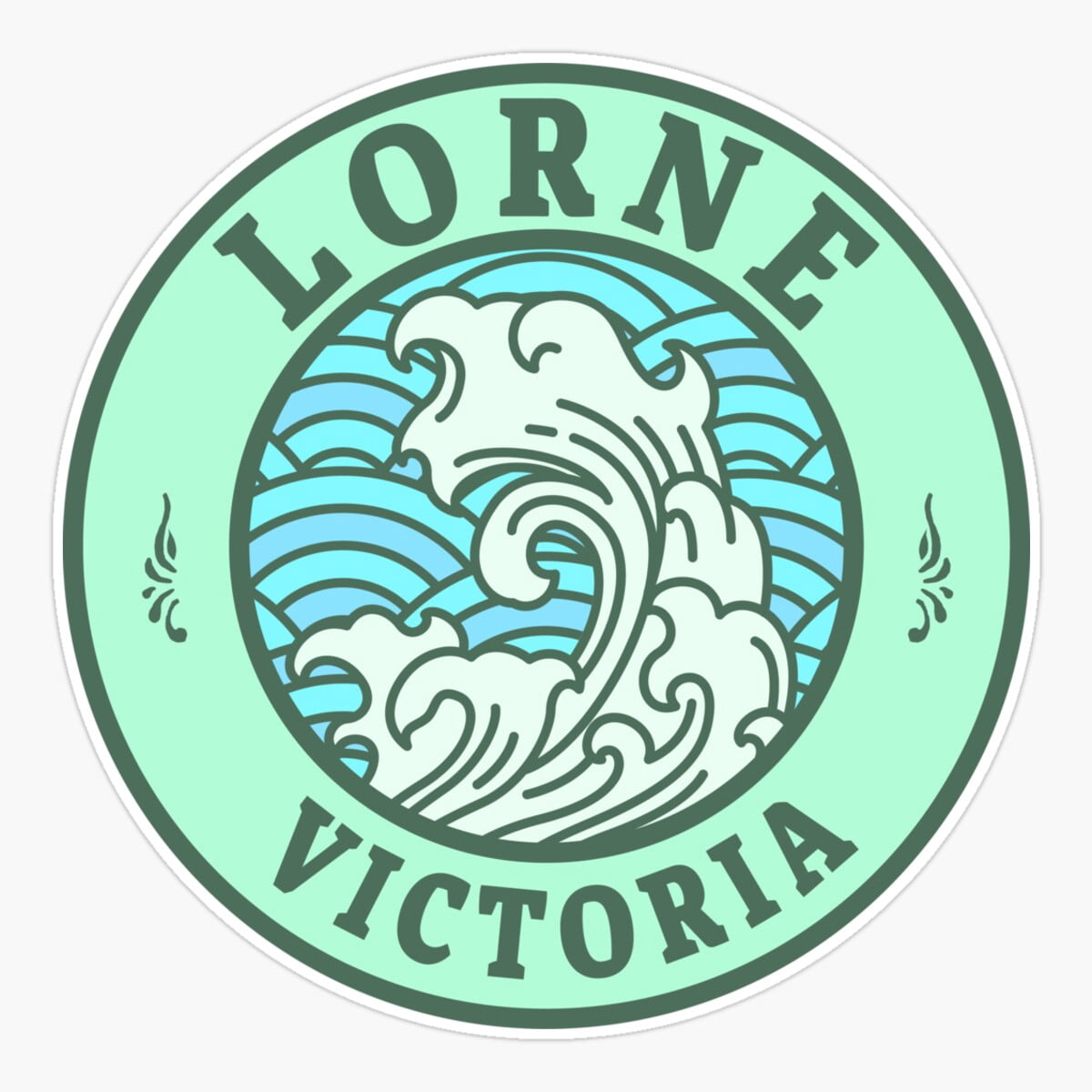 Onim Lorne Waves Retro Badge Sticker, Phone Decal Water Bottle Stickers ...