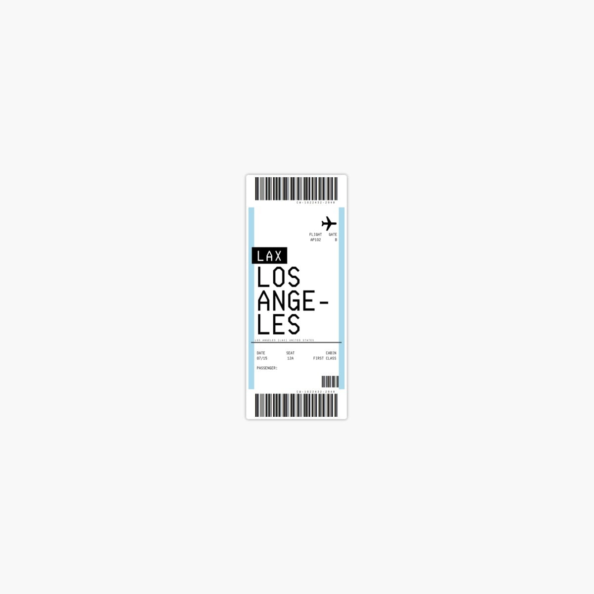 Onim Los Angeles Boarding Pass Sticker, Phone Decal Water Bottle ...
