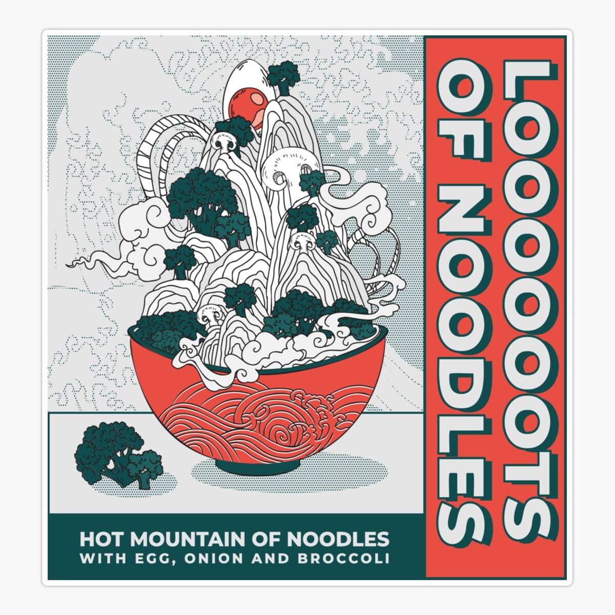 Onim Lots Of Noodles Ramen Design - Hot Mountain Of Noodles Sticker ...