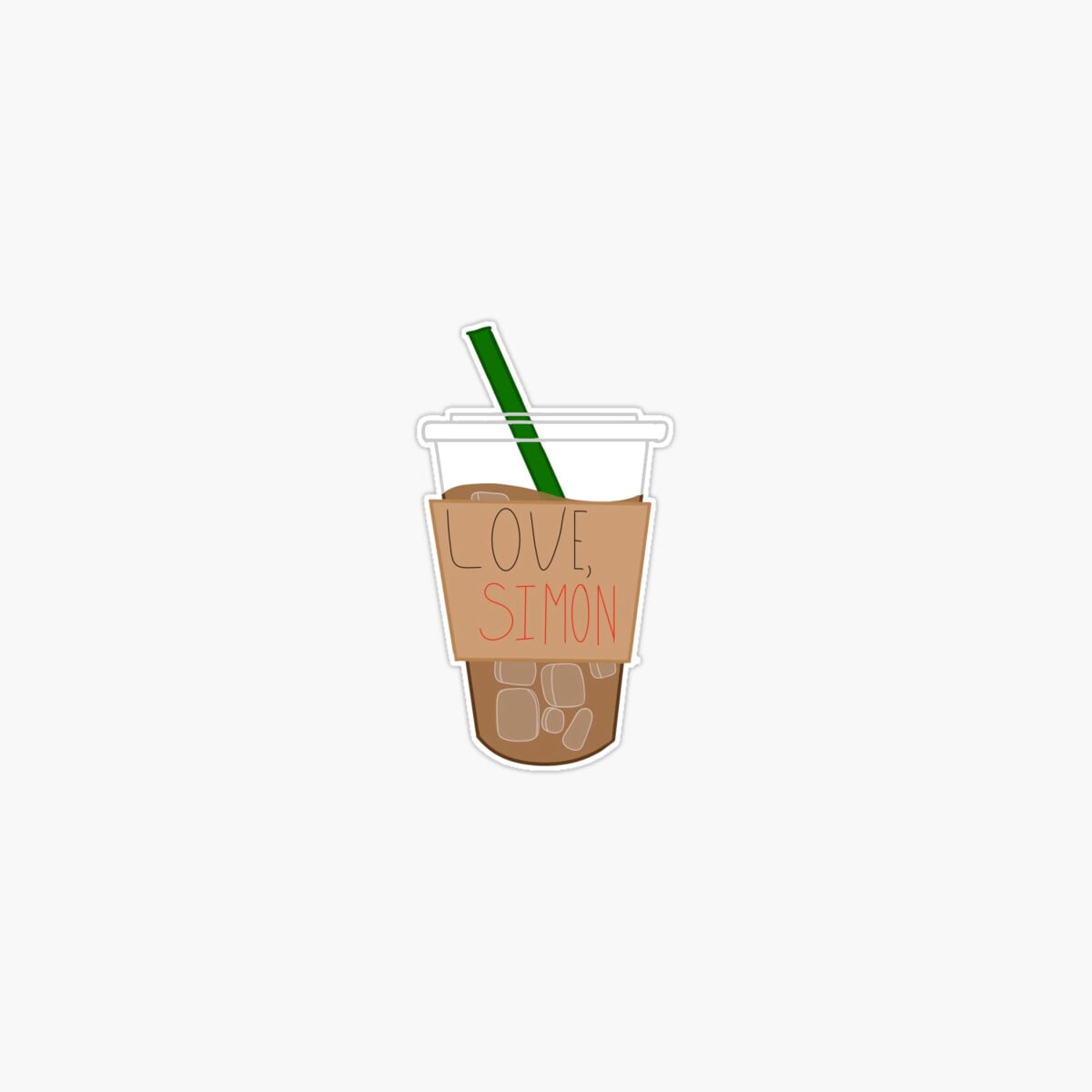 Onim Love, Simon Iced Coffee Sticker - Walmart.com