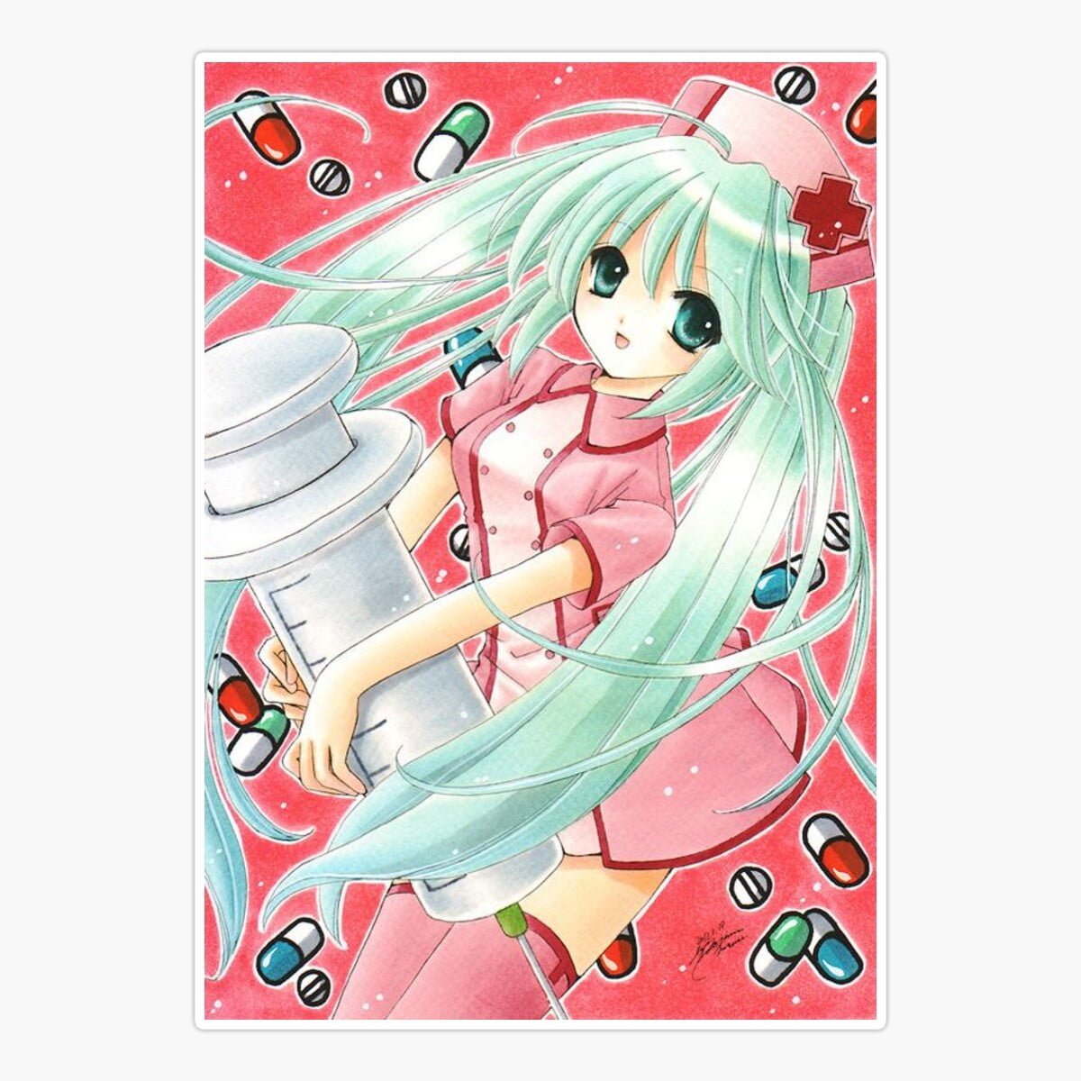 Onim Love Ward Miku-Chan Sticker, Phone Decal Water Bottle Stickers Car ...