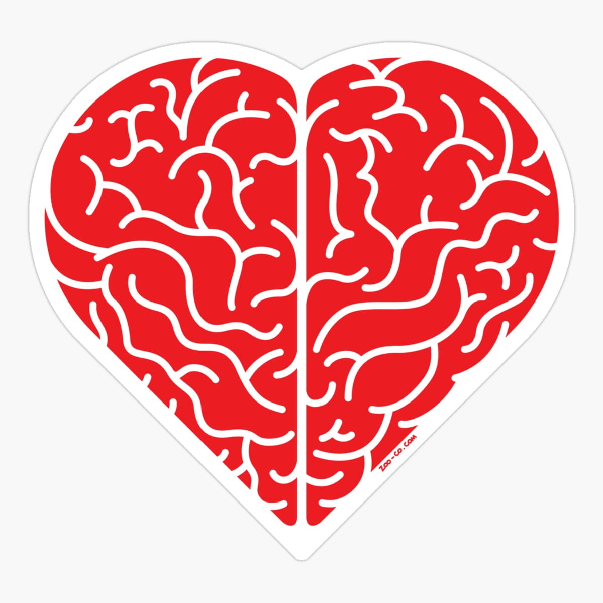 Onim Lovely Heart Shaped Brain Sticker, Phone Decal Water Bottle ...