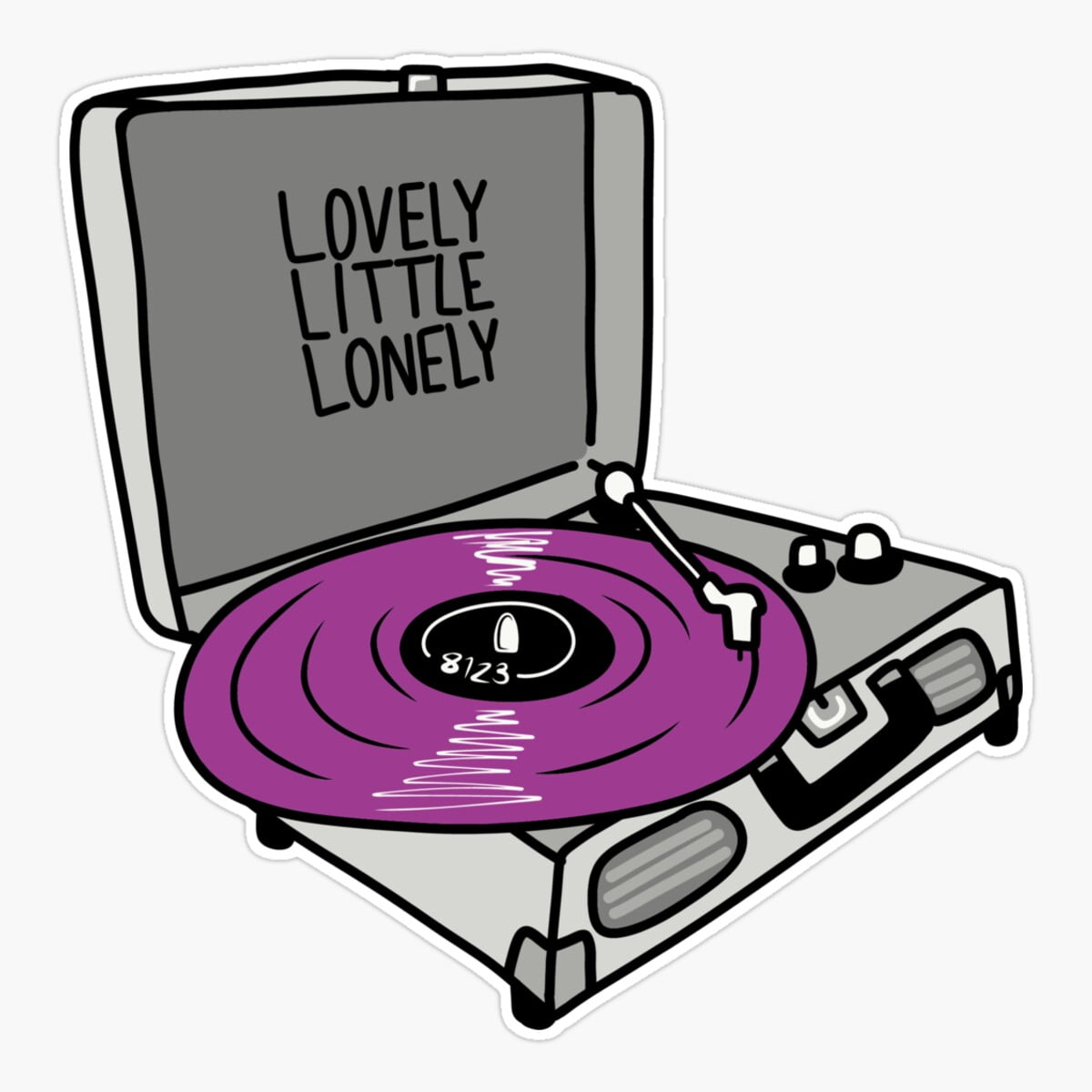 Onim Lovely Little Lonely Record Player Sticker, Phone Decal Water ...