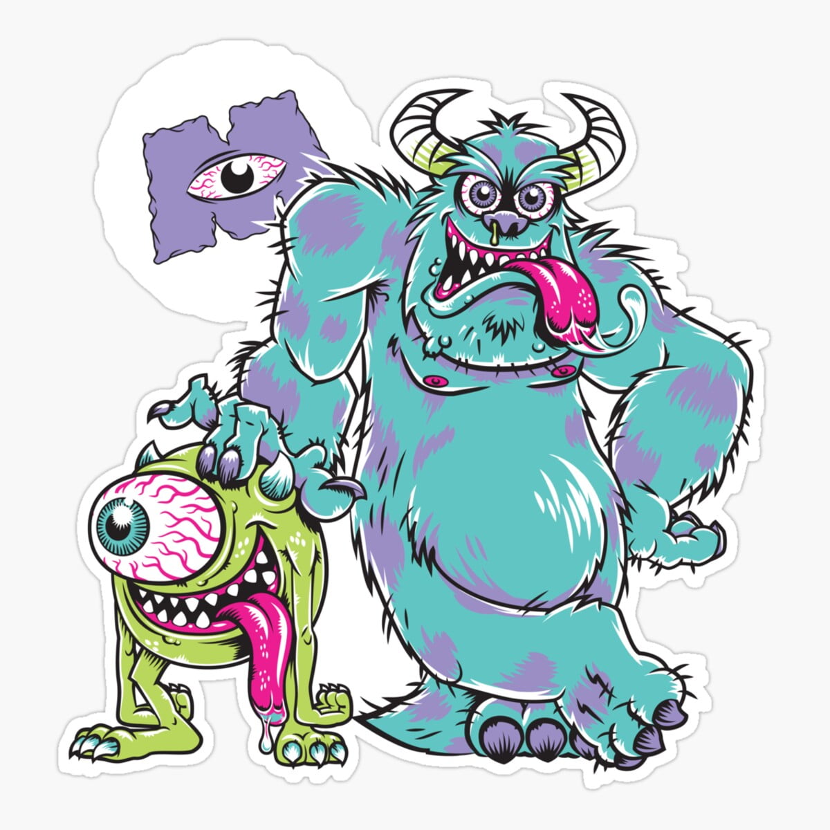 Onim Lowbrow Monsters - Retro Punk Garage Sticker, Phone Decal Water ...